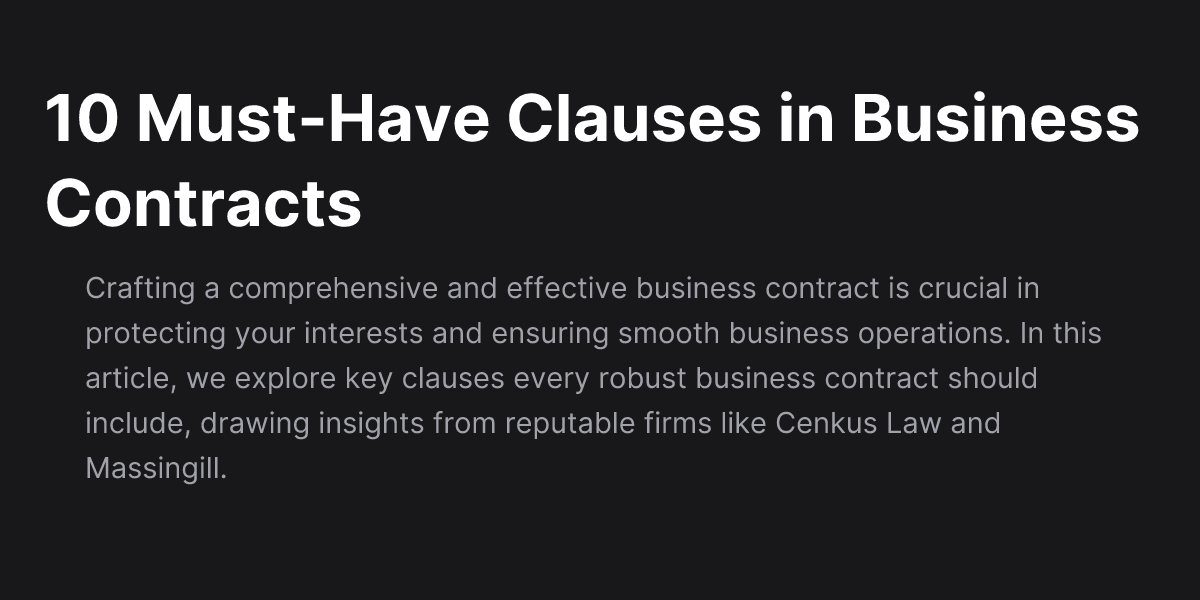 10 Must-Have Clauses in Business Contracts | Biz Lawyer Up