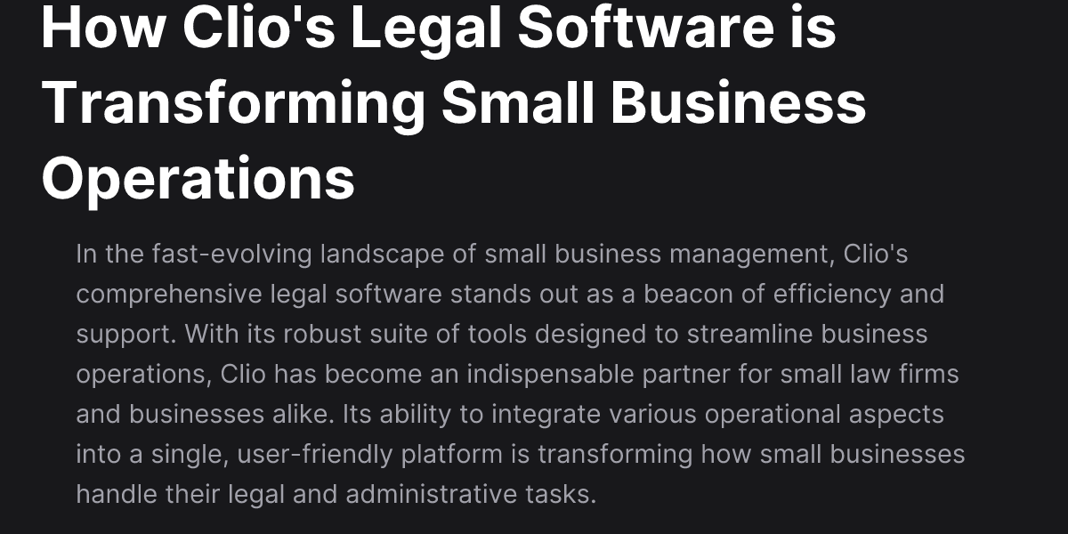 How Clio's Legal Software is Transforming Small Business Operations ...